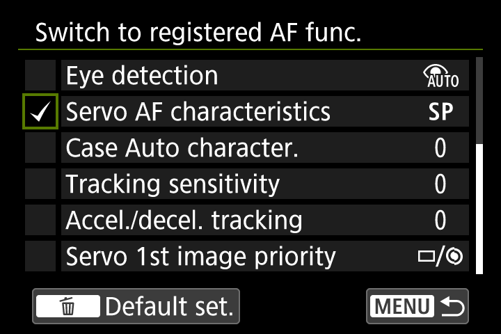 Canon: AF Setting Guide｜EOS R5 Mark II｜5-6 Recommended settings for ...