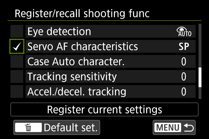 Canon: AF Setting Guide｜EOS R5 Mark II｜5-6 Recommended settings for ...